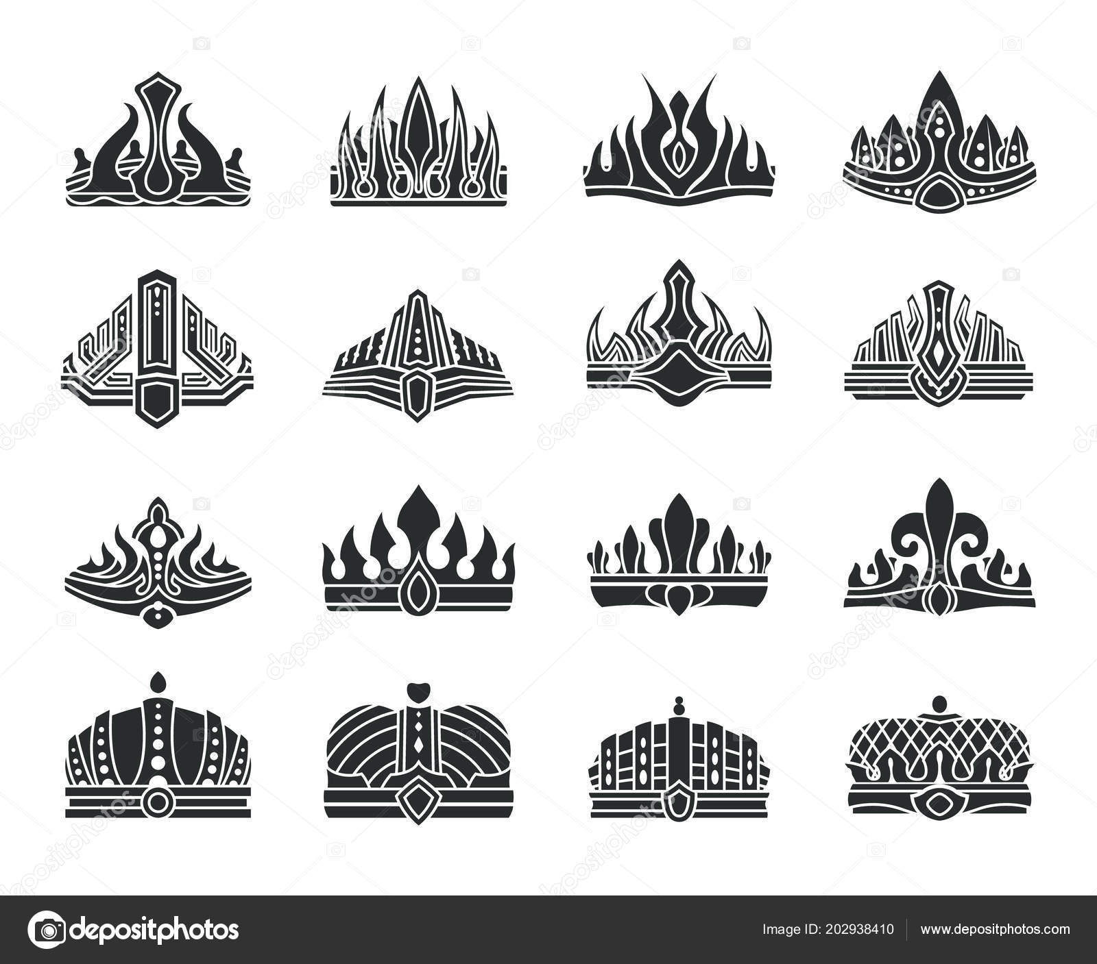 Royal Crowns with Unusual Design Monochrome Set Stock Vector Image by ...