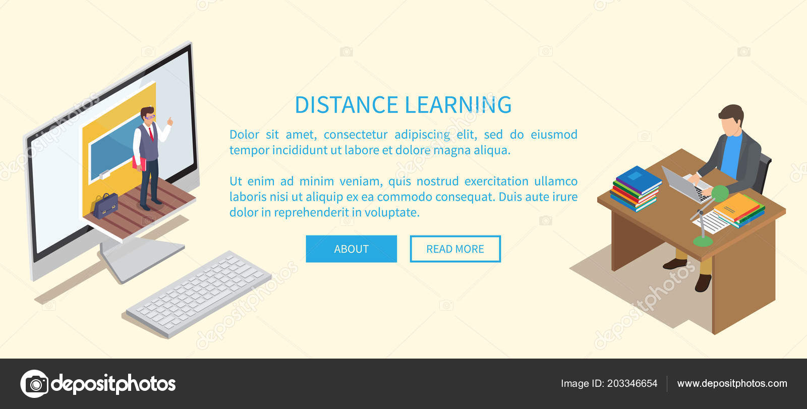 Distance Learning Banner with Teacher and Student Stock Vector Image by ...