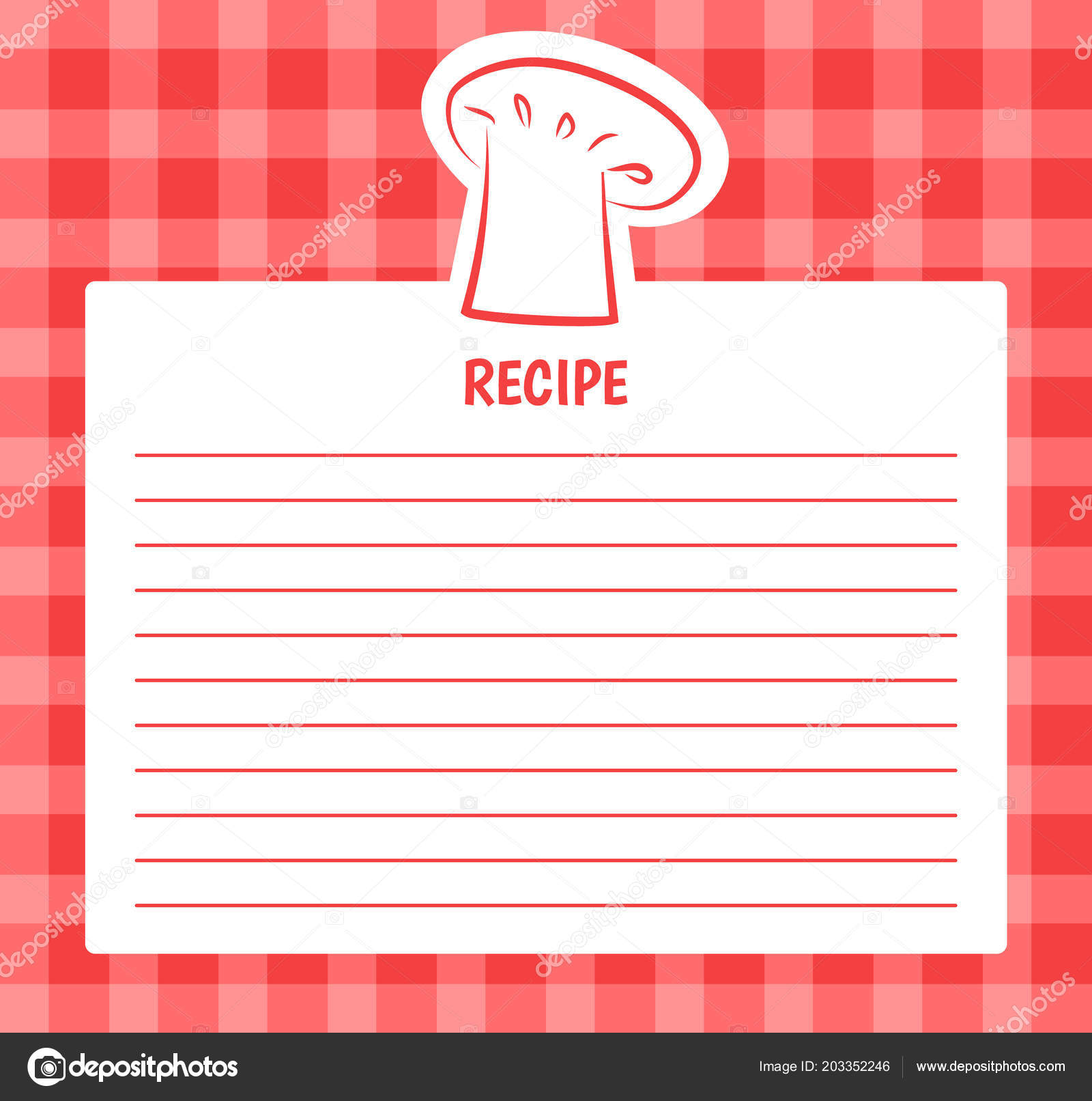 Recipe List Design Chef Hat Blank Page to Write in Stock Vector Image ...