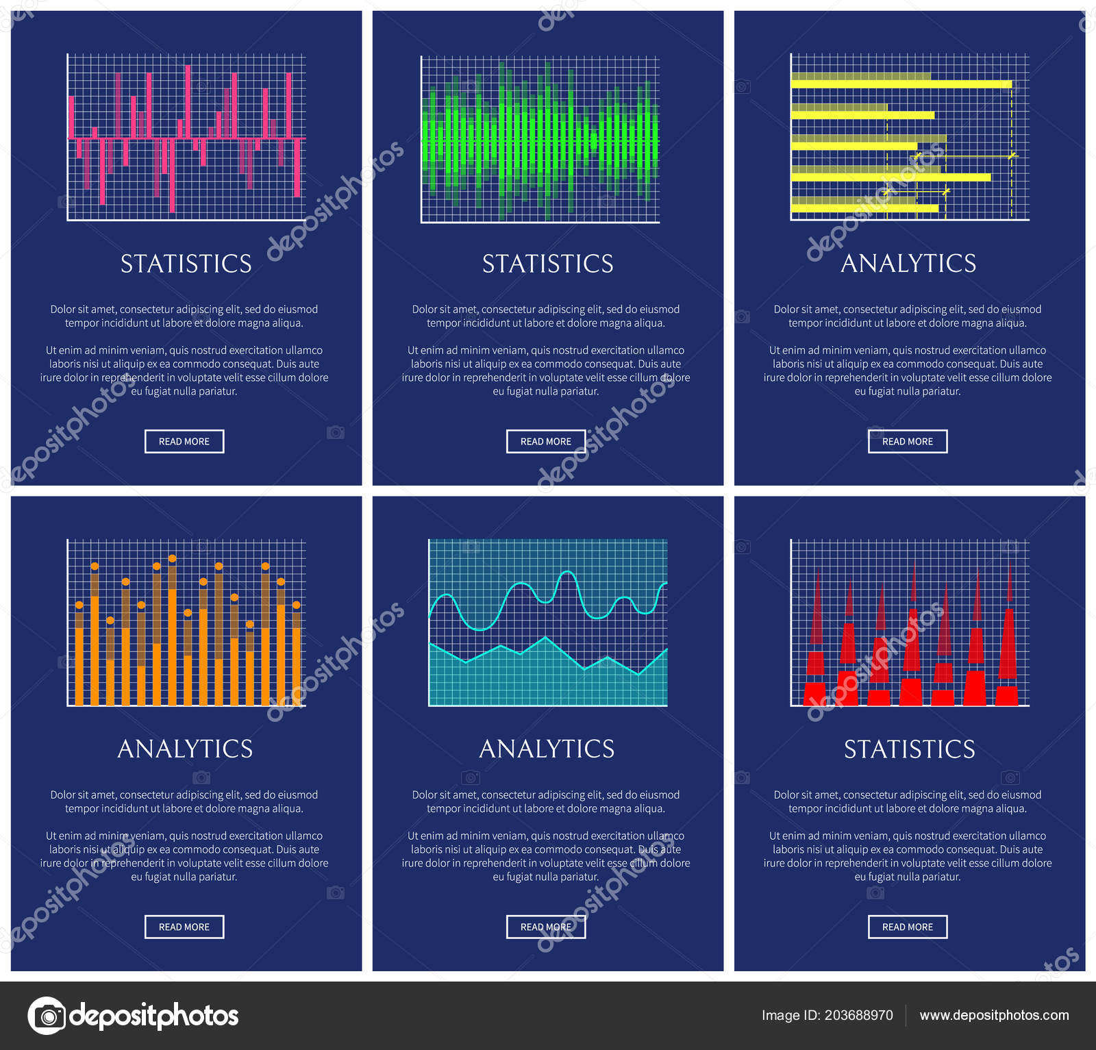Statistics and Analytics, Color Graphs Collection Stock Vector by ...