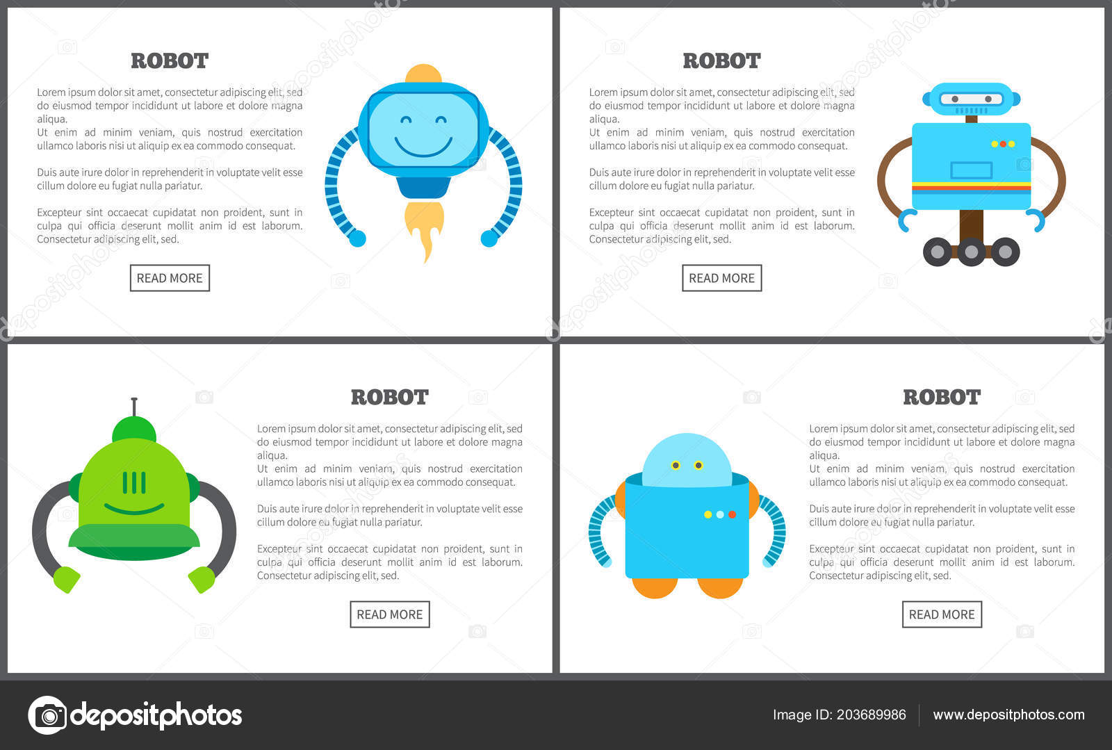 Robot Set of Web Pages Text Vector Illustration — Stock Vector ...