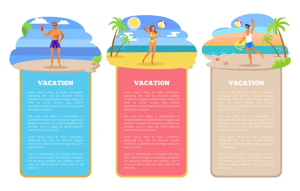 Vacation in Tropical Country near Sea Posters Set - Stock Image ...