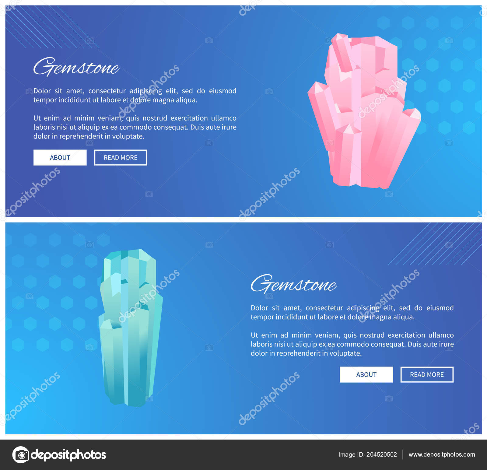 Gemstones Web Posters Set Minerals and Crystals Stock Vector by ...