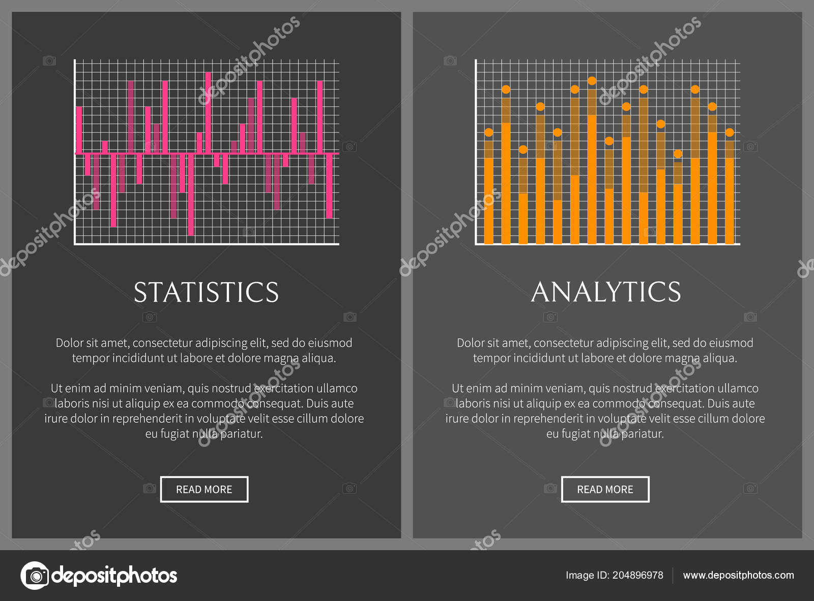 Statistics Analytics Pages Set Text Sample Charts Graphical Diagrams ...