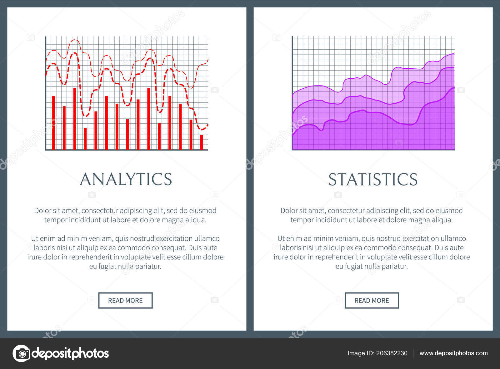 Analytics and Statistics Visual Representation Set Stock Vector Image ...