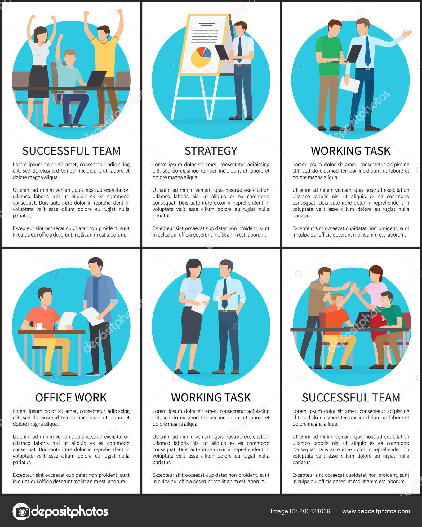 Strategy and Working Task Set Vector Illustration Stock Vector Image by ...