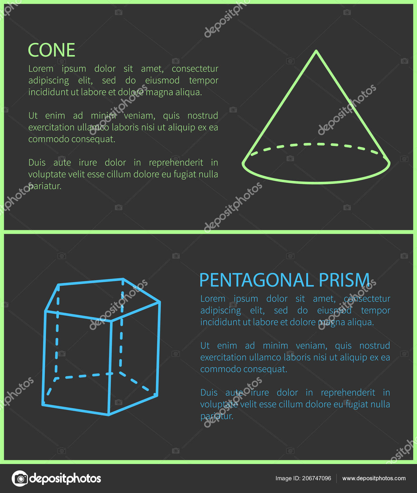 Cono y prisma pentagonal formas geométricas simples Vector de stock #206747096 de ©robuart