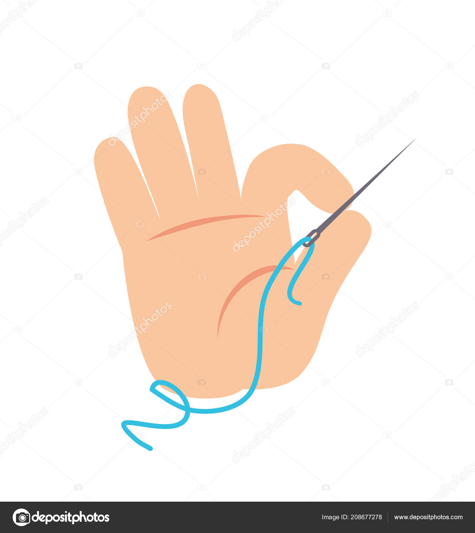 Hand Holding Needle and Thread Vector Illustration Stock Vector Image ...