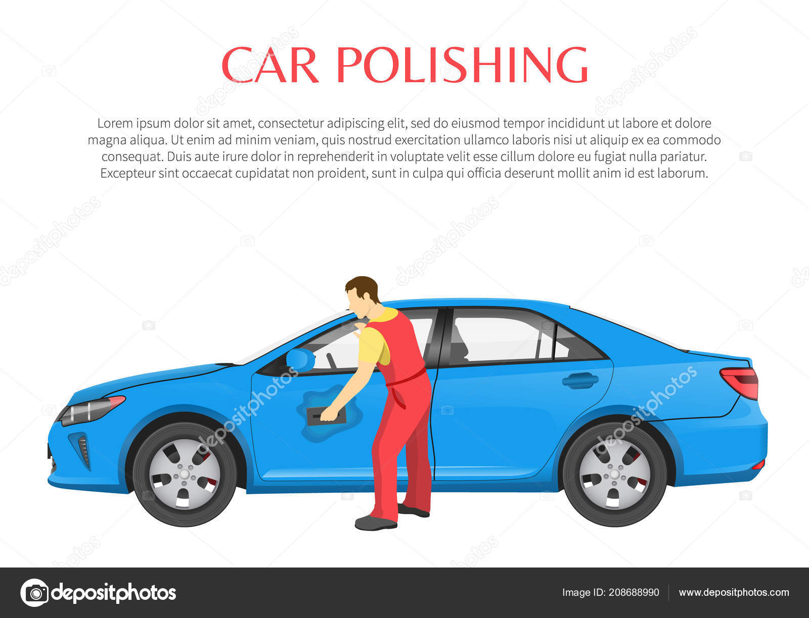 Cartel de pulido de coche e ilustración de vectores de texto Vector de ...