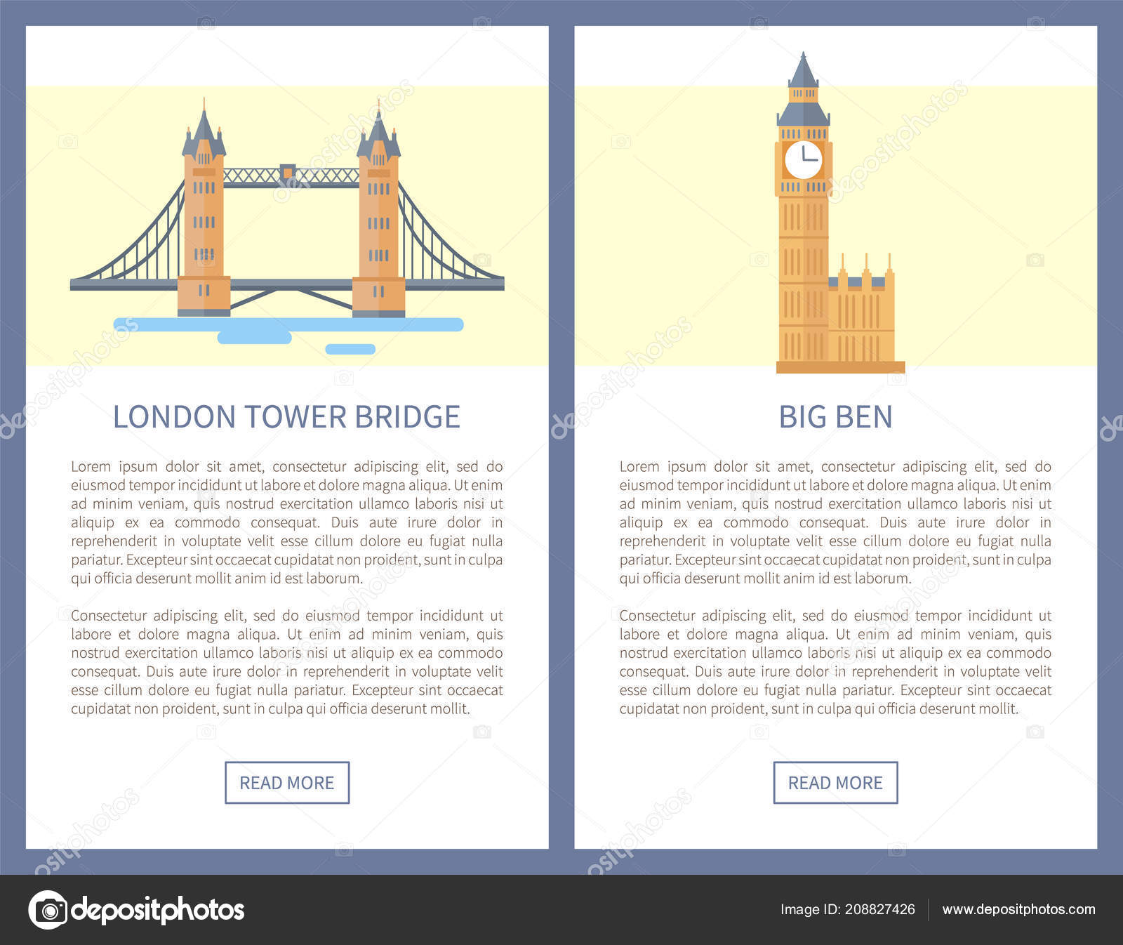 London Tower Bridge and Big Ben as British Sights Stock Vector by ...
