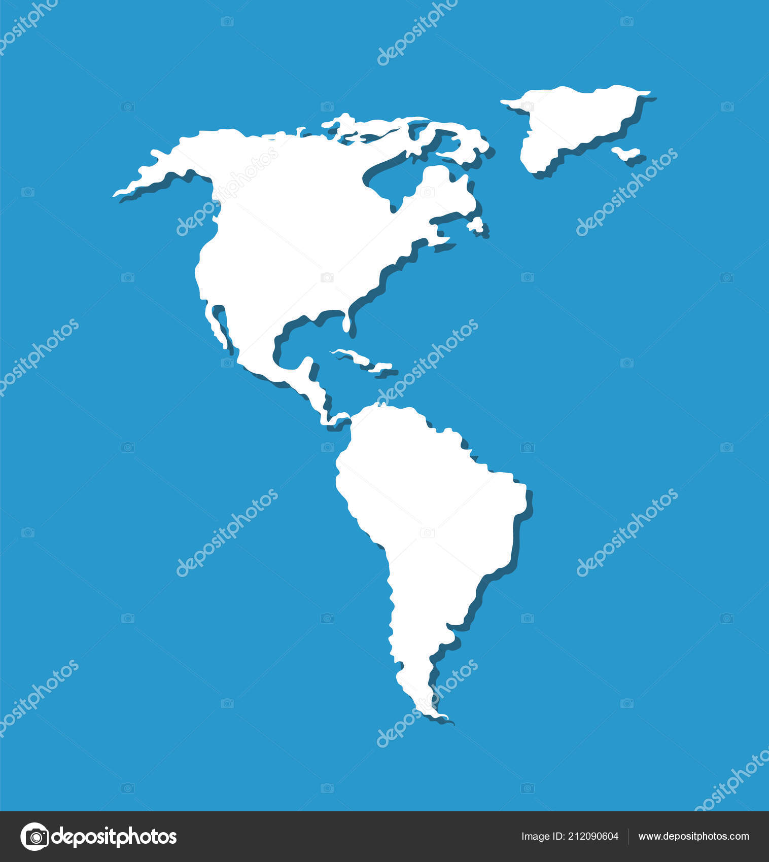 Mapa de América del Sur y del Norte en el Océano Atlántico Vector de ...