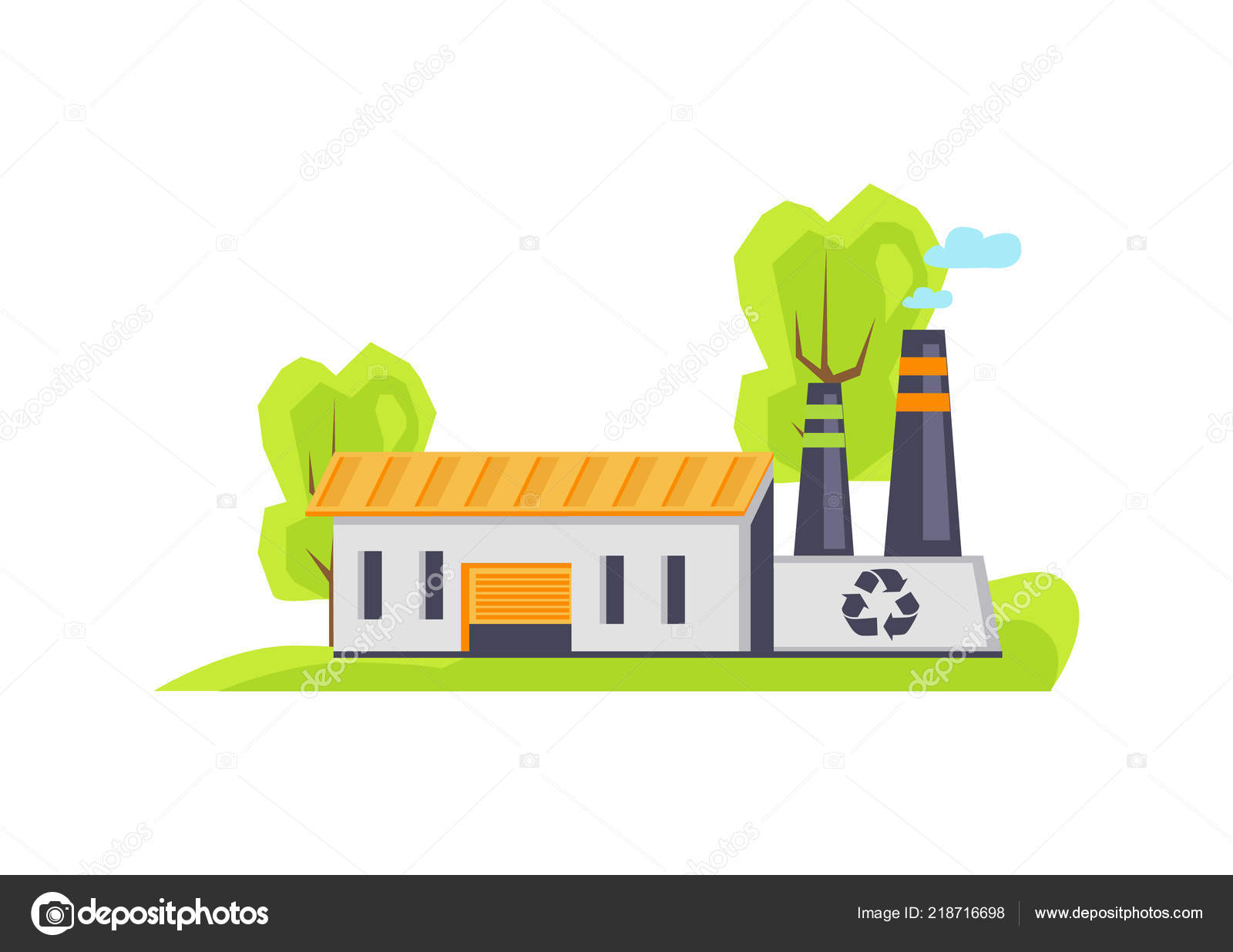 Recycling Factory Building Vector Illustration Stock Vector Image by ...