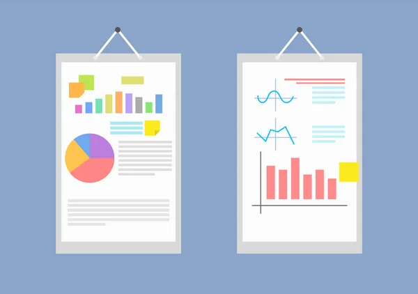 Par de grandes libros blancos con colecci n de gr ficos, ilustraci n vectorial aislada, datos ...
