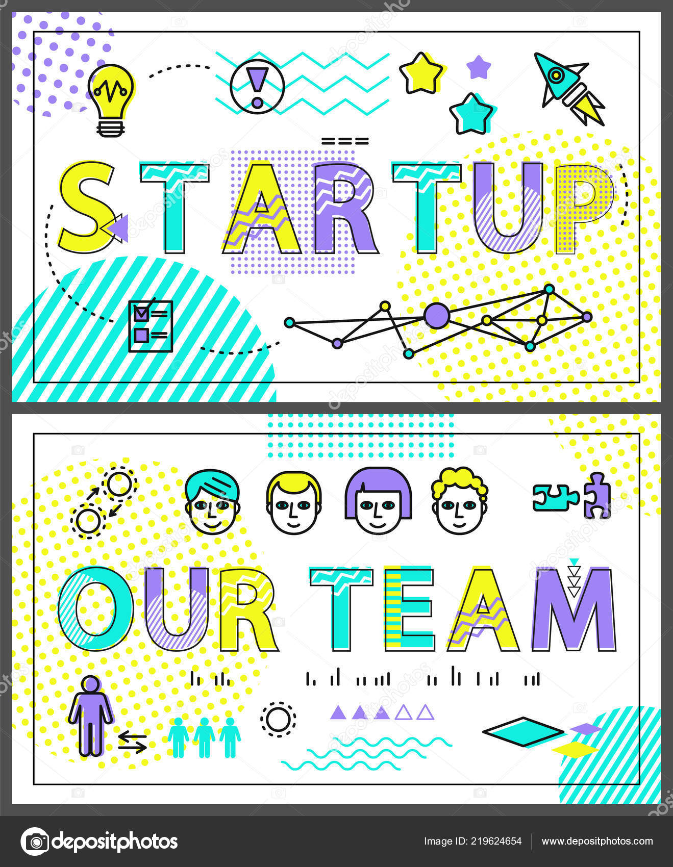 Start Up and Our Team Set Vector Illustration Stock Vector Image by ...