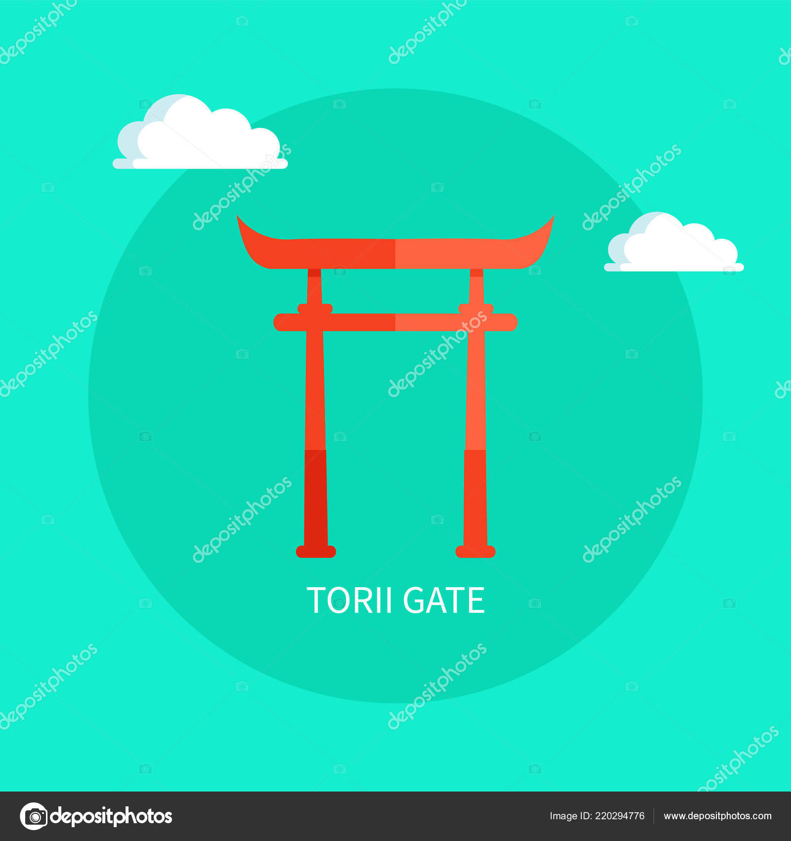 Torii Gate of Red Wood as Old Japanese Attraction Stock Vector by ...
