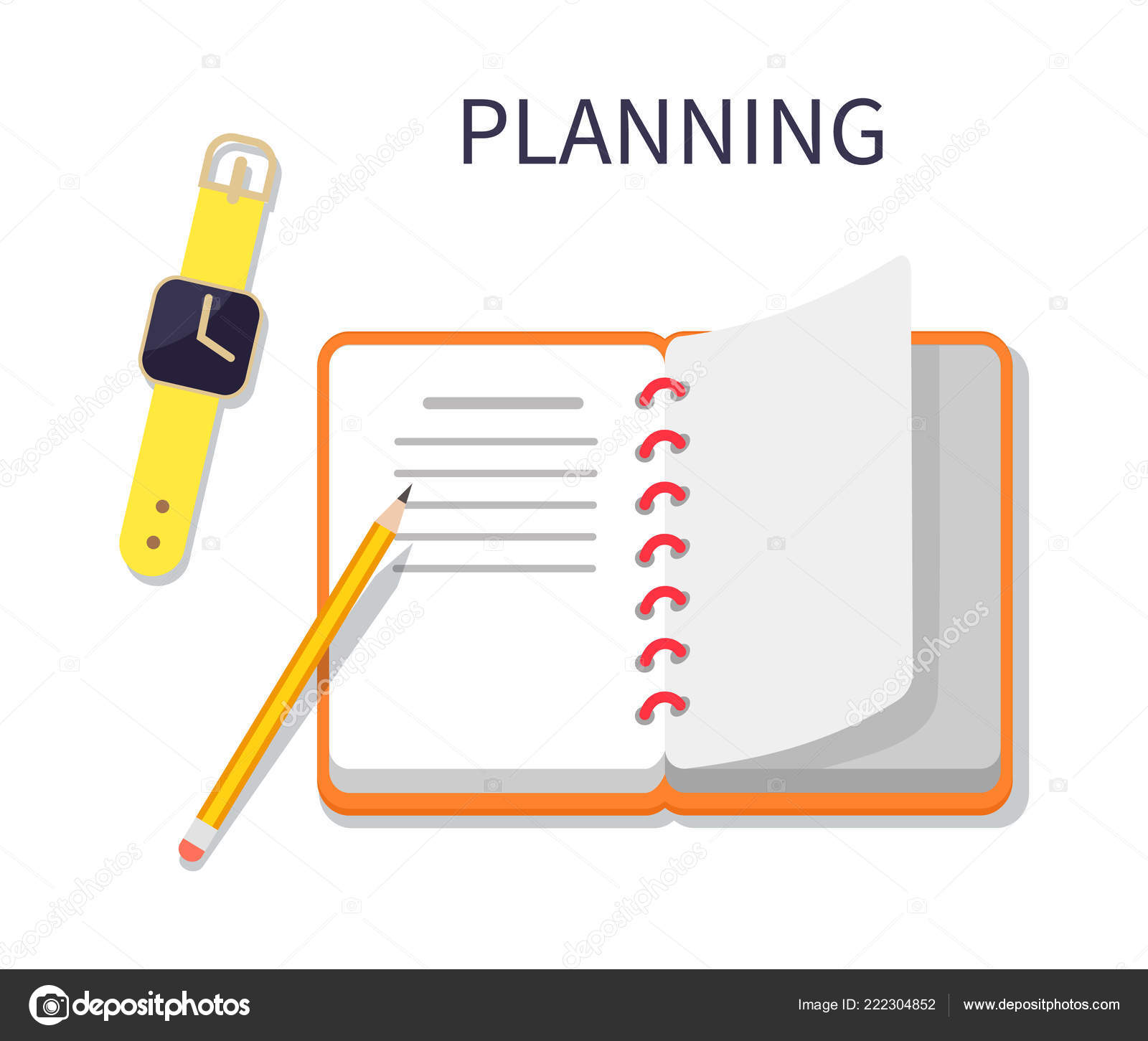 Planning Poster and Notebook Vector Illustration ⬇ Vector Image by ...