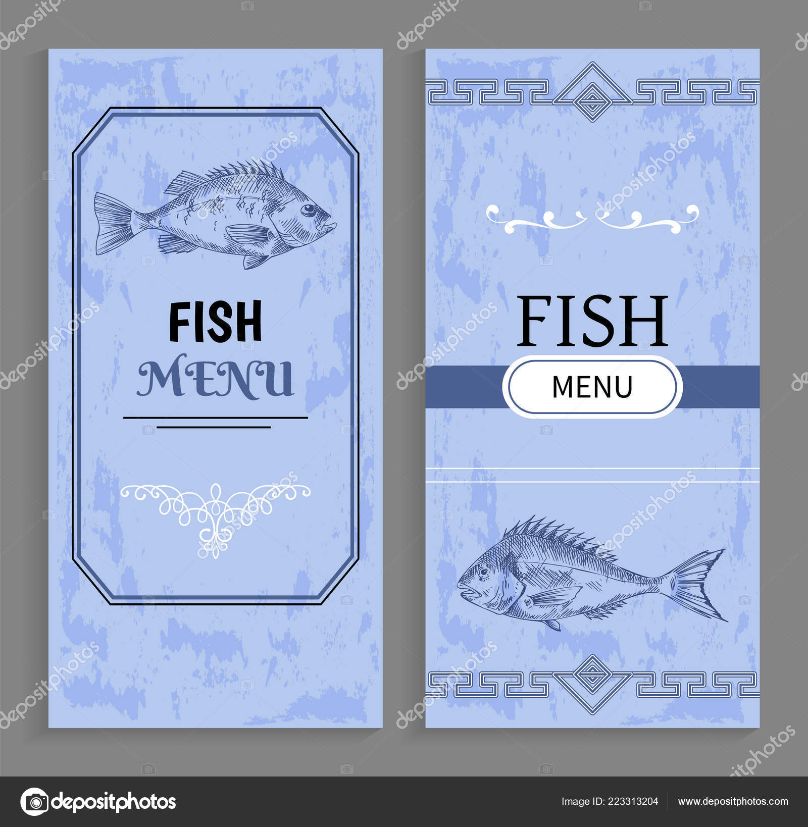 Menu of Dishes Fish Templates Decorative Frames Stock Vector Image by ...