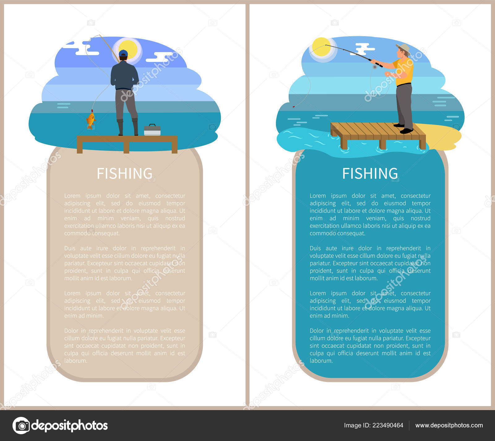 Fishing Poster Activities Set Vector Illustration Stock Illustration by ...