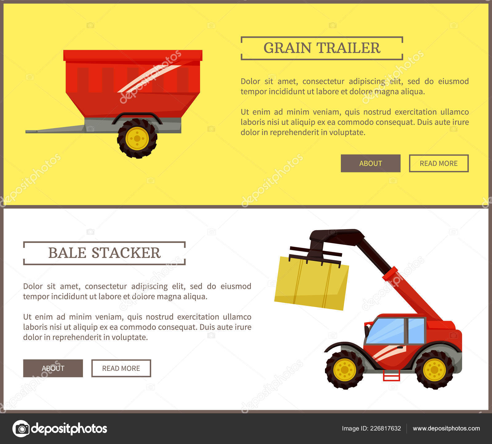 Bale Stacker and Grain Trailer Vector Illustration Stock Vector by ...