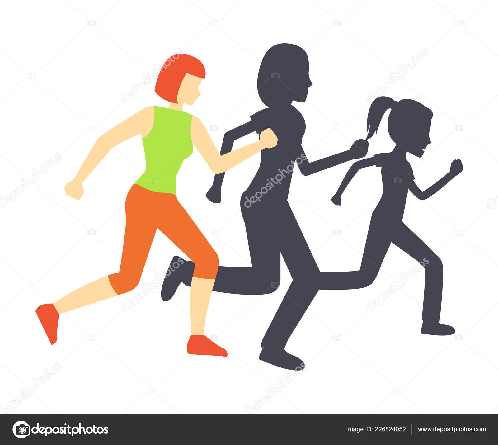 Running Race Woman and Shadow Vector Illustration Stock Vector Image by ...