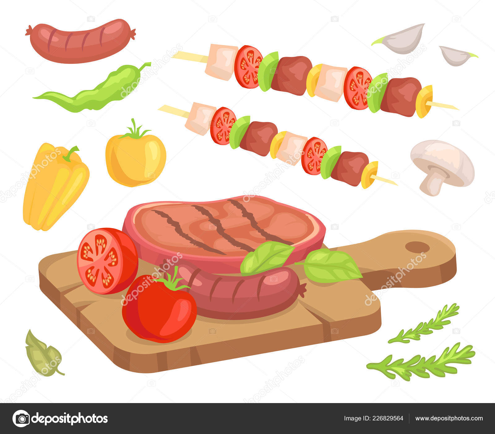 Beefsteak Carne Asada Iconos Vector Ilustración Vector de stock ...