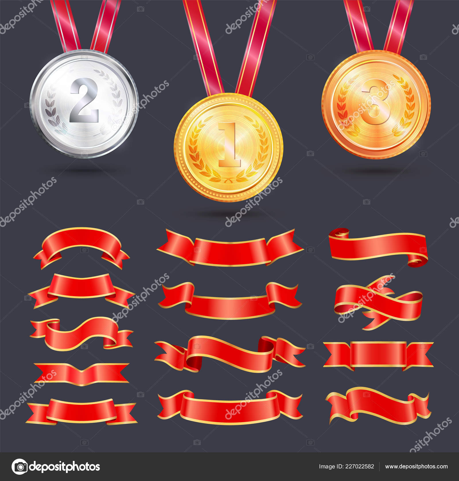 Metallic medals with ribbons decoration vector Stock Vector by ©robuart ...