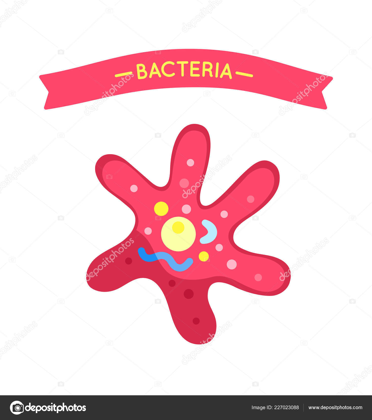 Apliques de bacterias en forma de estrella con cartel de cinta Vector ...