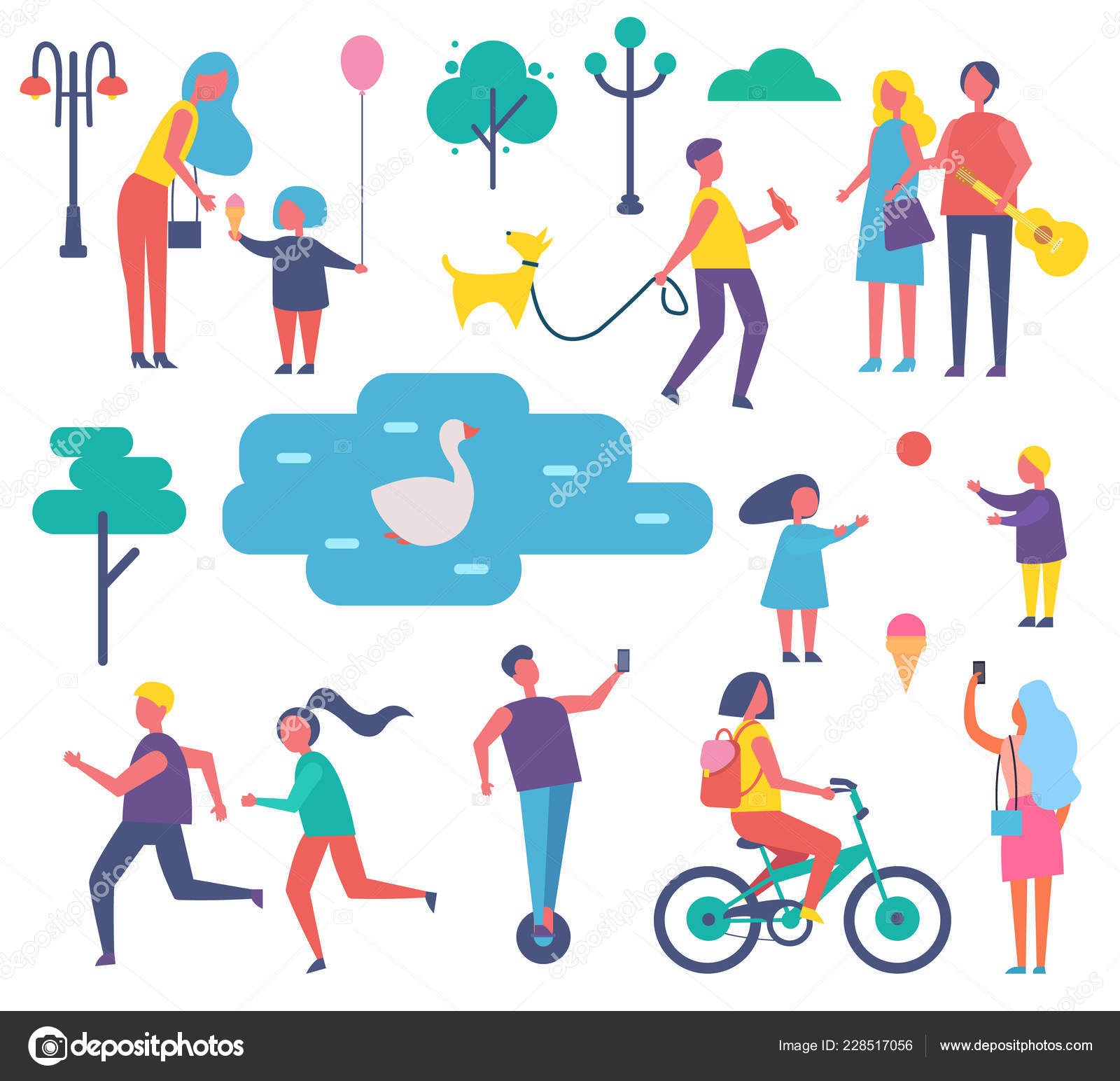 Park People Activities Set Vector Illustration Stock Vector Image by ...