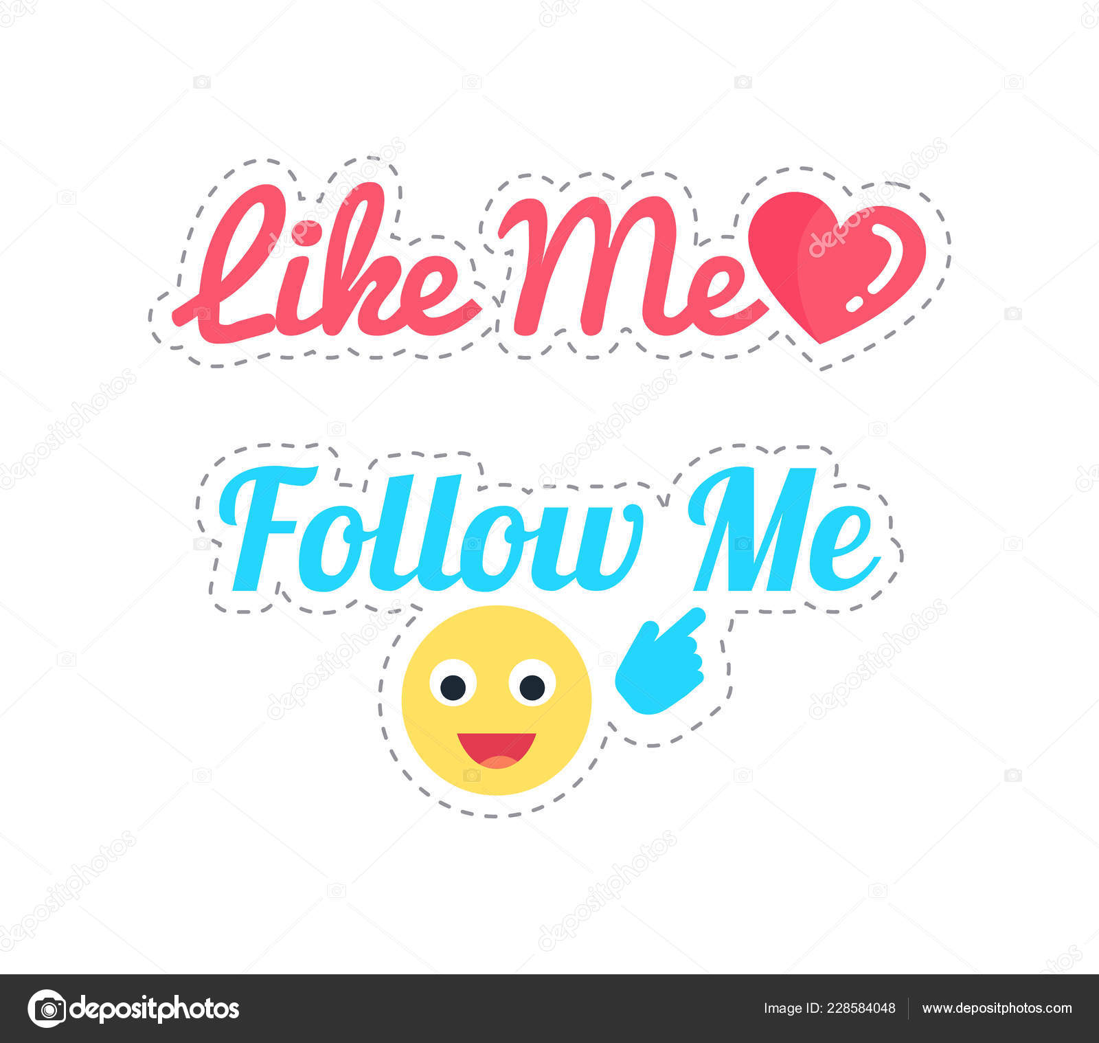 Follow and Like Me Stickers Isolated Patch Vector Stock Vector Image by ...