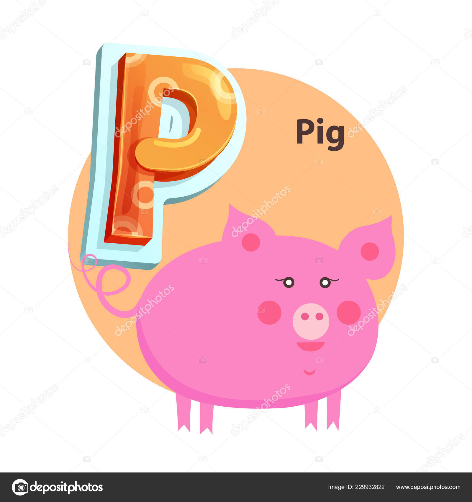 Cartoon Pig is for P Letter Children Zoo Alphabet Stock Vector Image by ...