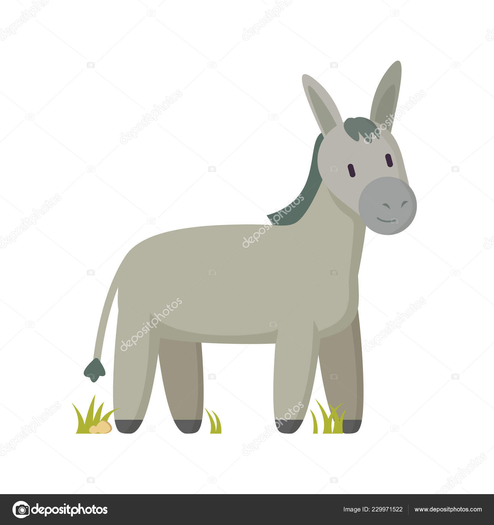 Personaje de burro de dibujos animados sonriente en color pastel Vector ...