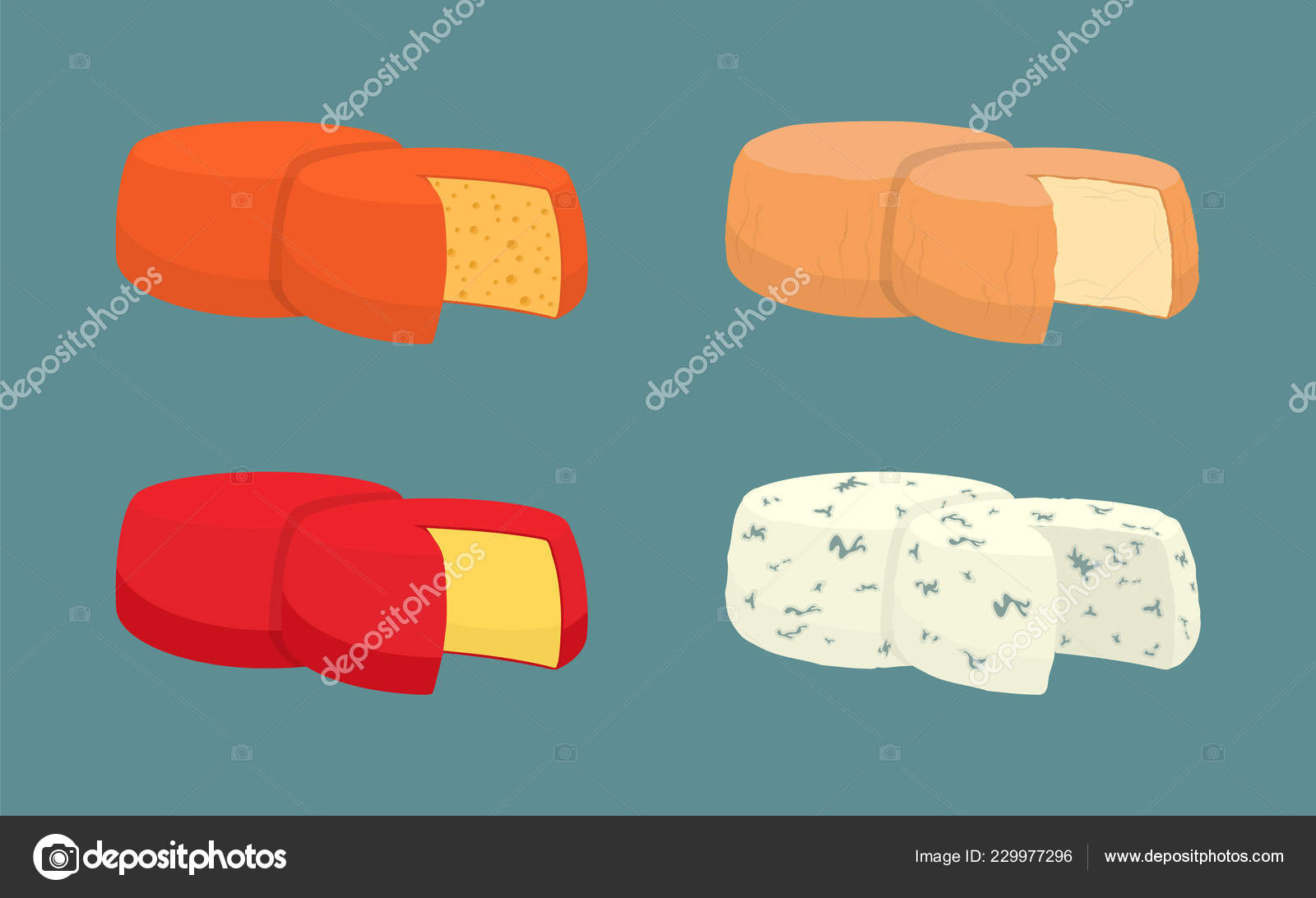 Hard Cheese Icons Closeup Set Vector Illustration Stock Vector Image by ...