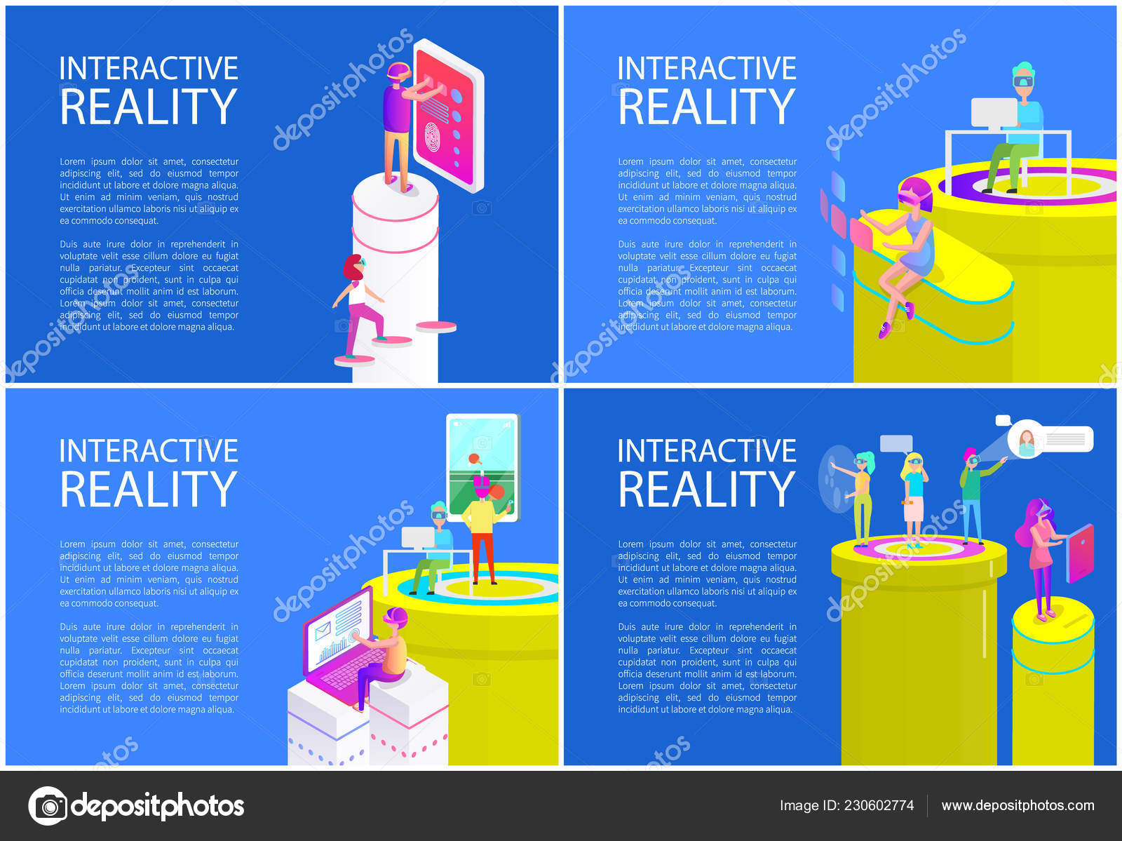 Virtual Reality Posters Set Vector Illustration Stock Vector Image by ...