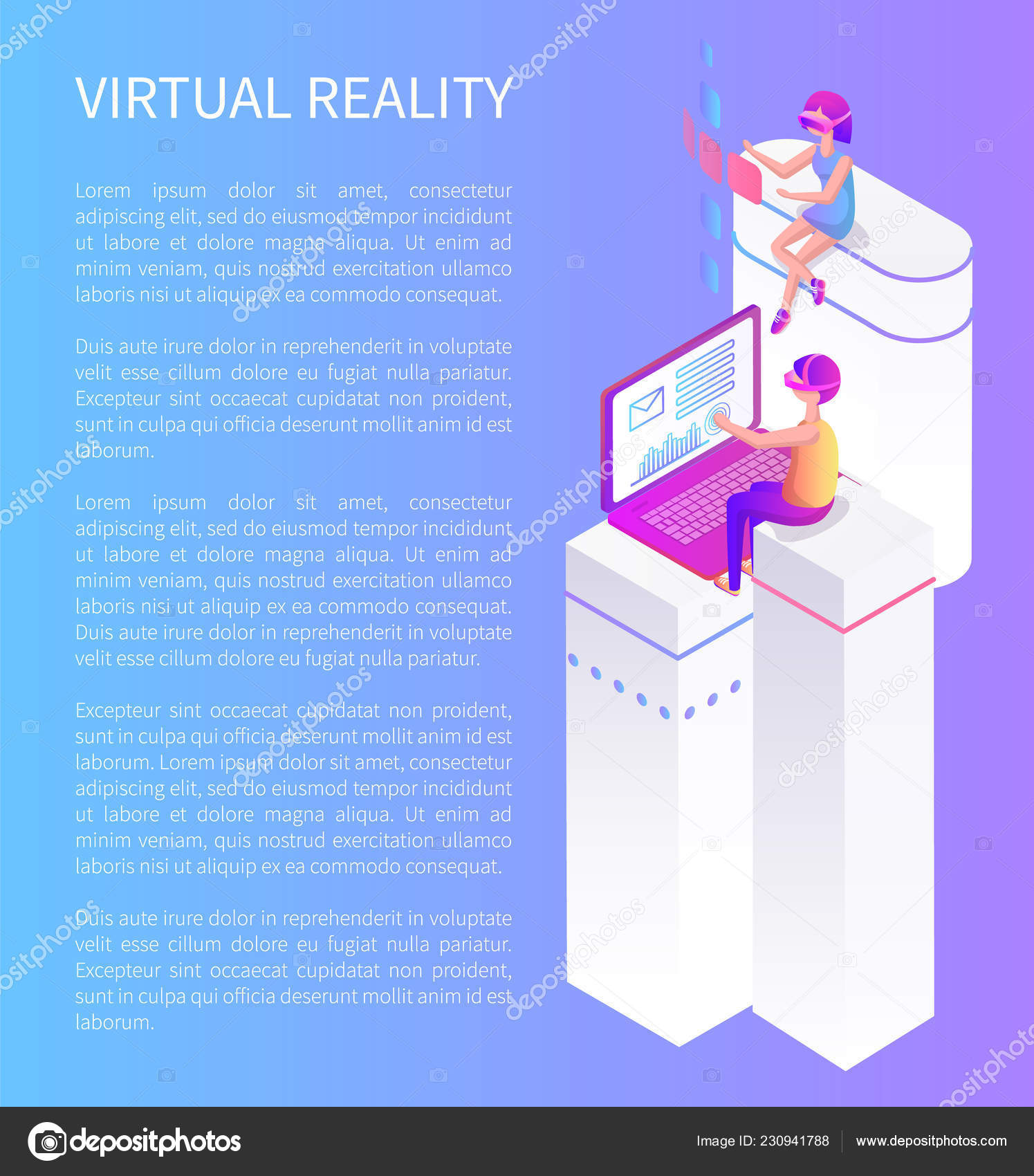 Virtual Reality Cartoon Advertising Poster Sample Stock Illustration by ...