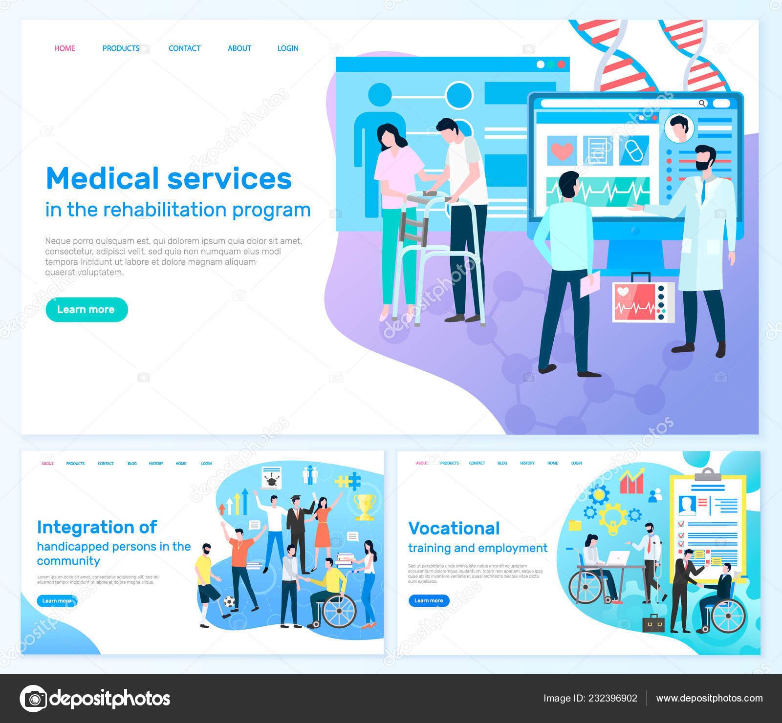 Medical Services, Rehabilitation Program, Disabled — Stock Vector ...