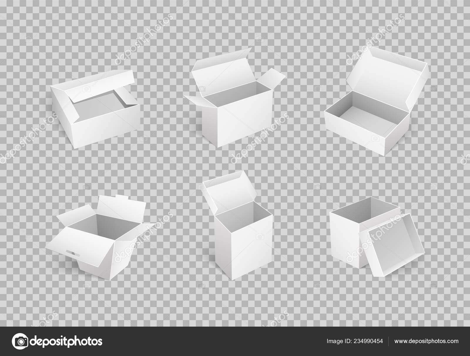 Empty Cardboard Cartoon Containers Isolated Icons Stock Vector Image by ...