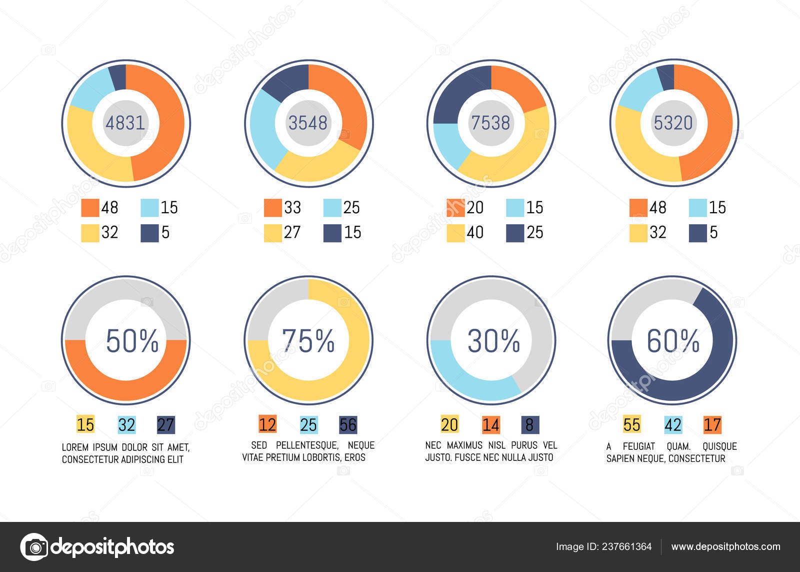 Infographic, Pie Diagrams Business Representation Stock Vector by ...