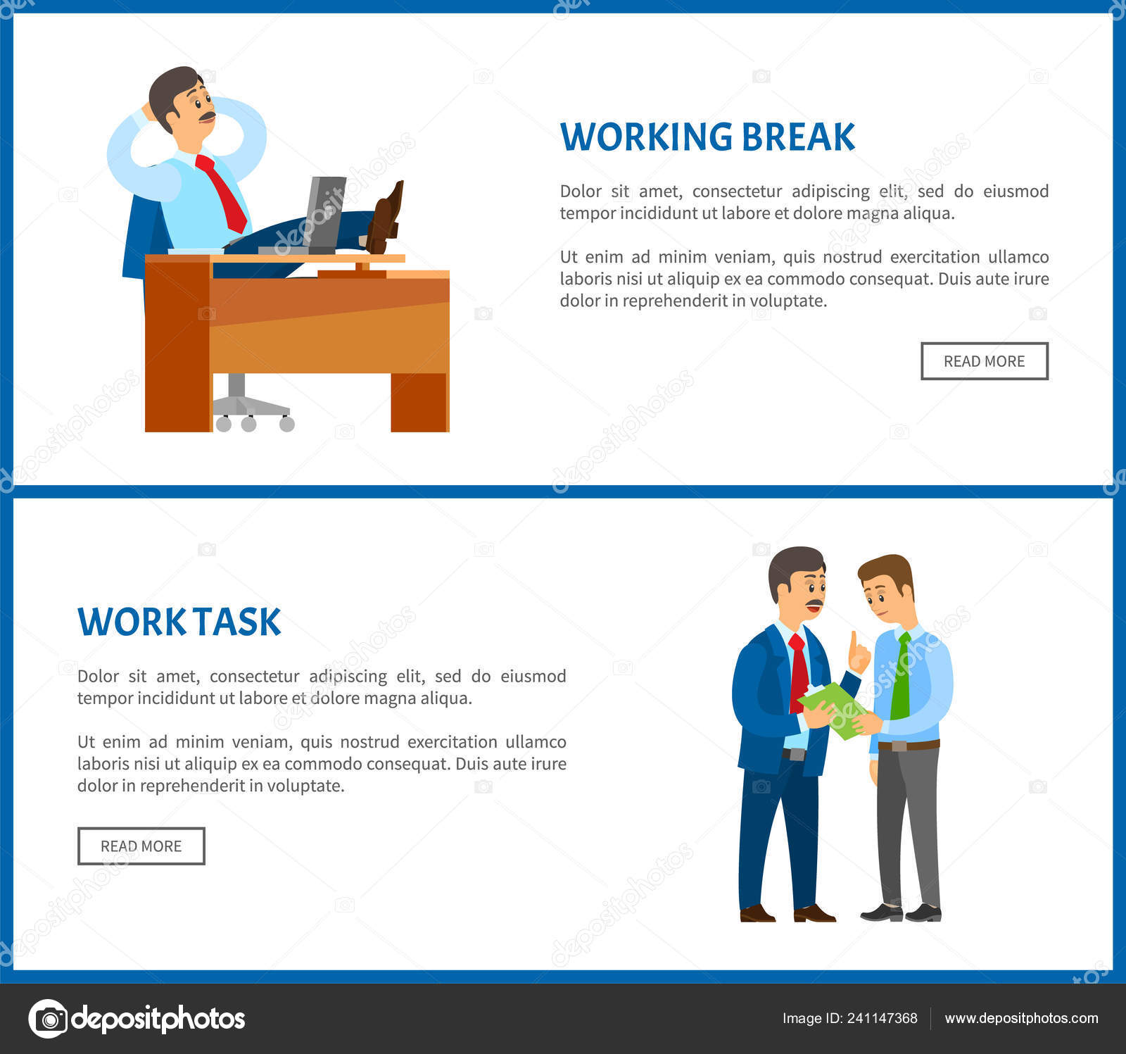 Working Break, Boss Resting in Office, Task Info Stock Vector by ...