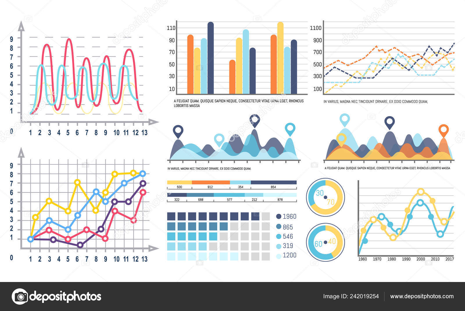 Infographics and Curves Pie Diagrams with Segments Stock Vector Image ...