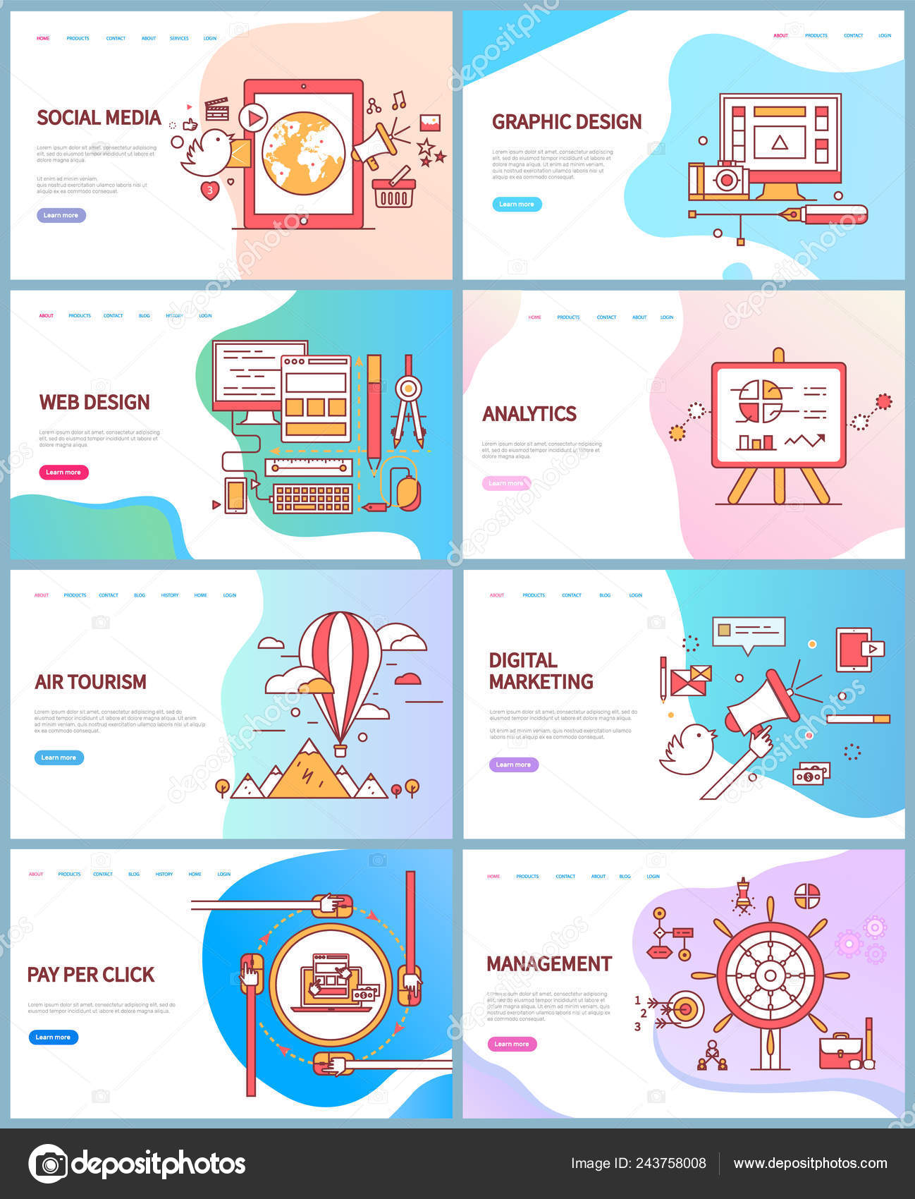 Social Media Graphic and Management Website Vector Stock Vector by ...