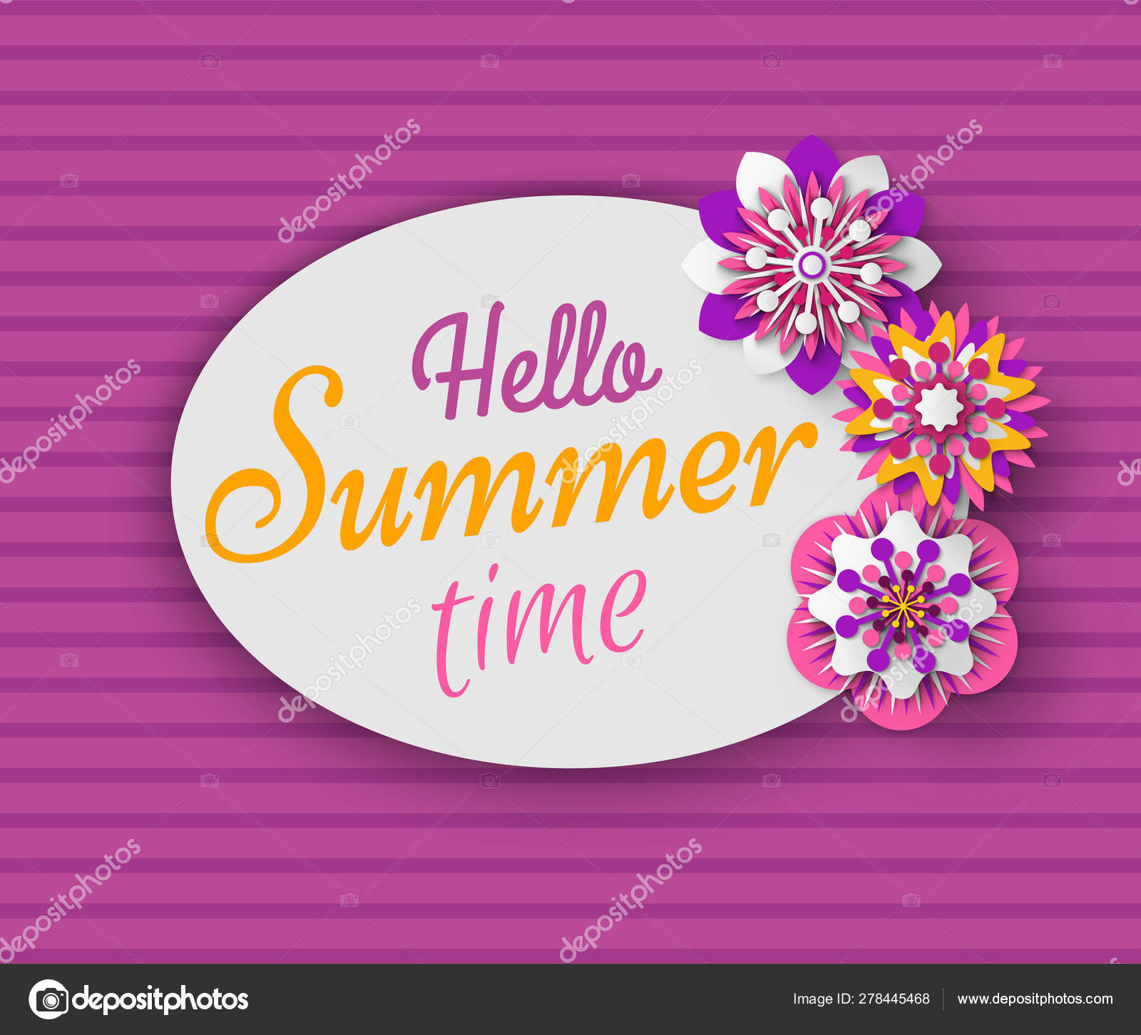 Hello Summer Time Banner with Spring Flowers Stock Vector by ©robuart ...