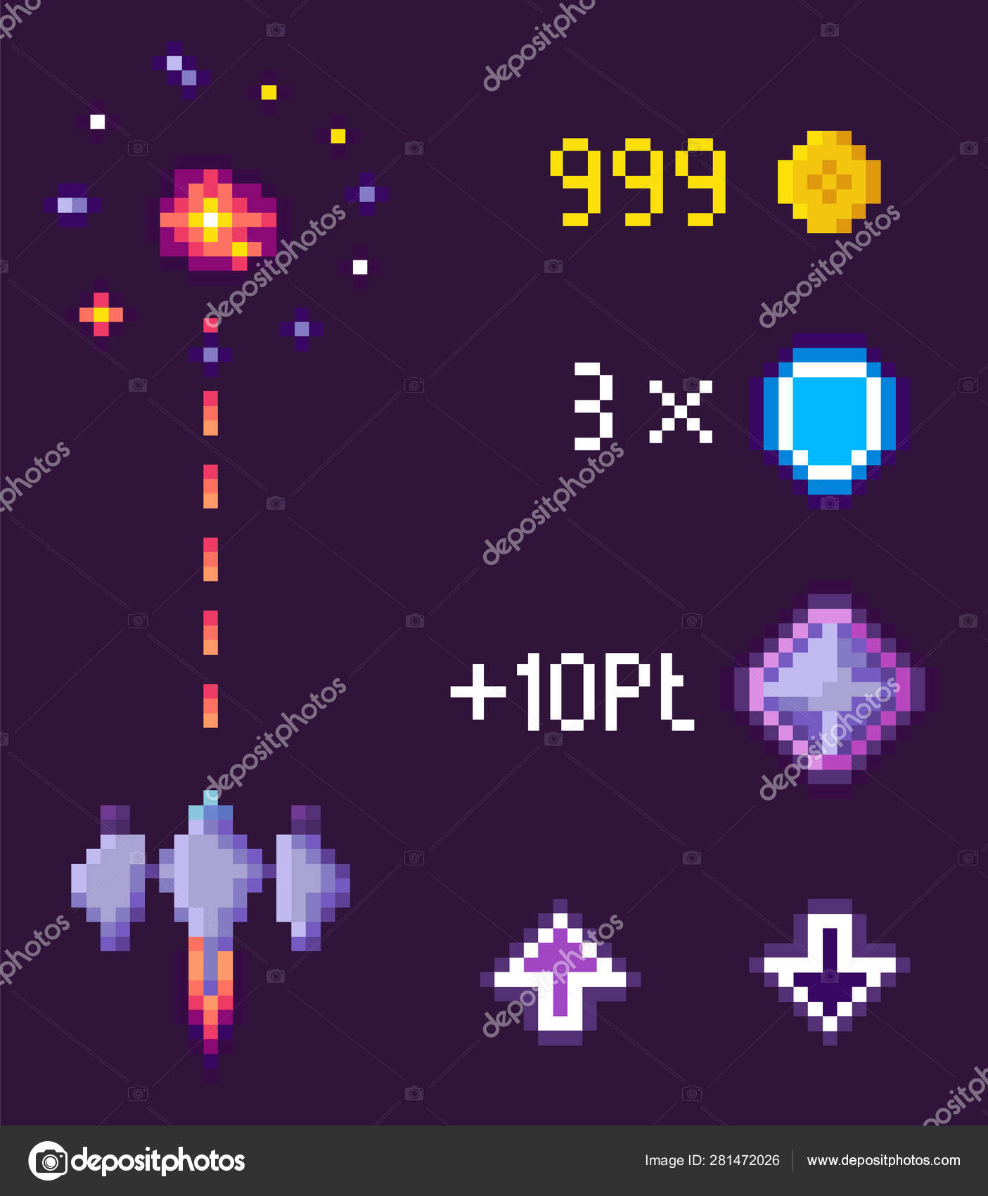 Space Pixel Game, Spaceship and Points Icons Set Stock Vector by ... Space Pixel Game, Spaceship and Points Icons Set Stock Vector by ...
