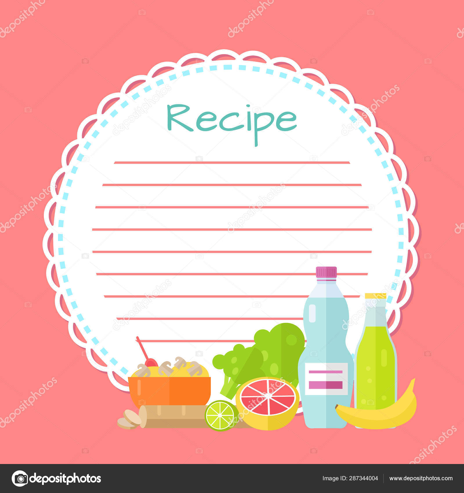 Pink Empty Cookbook, Clean Recipe List Vector Stock Vector Image by ...