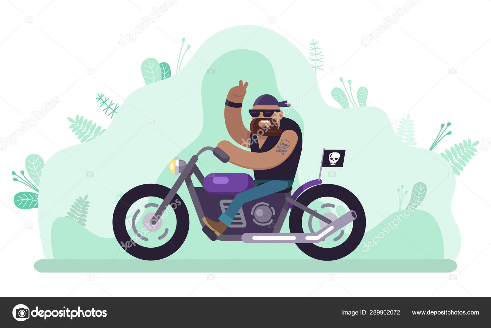 Biker Man Riding Bike, Character on Motorcycle Stock Vector Image by ...