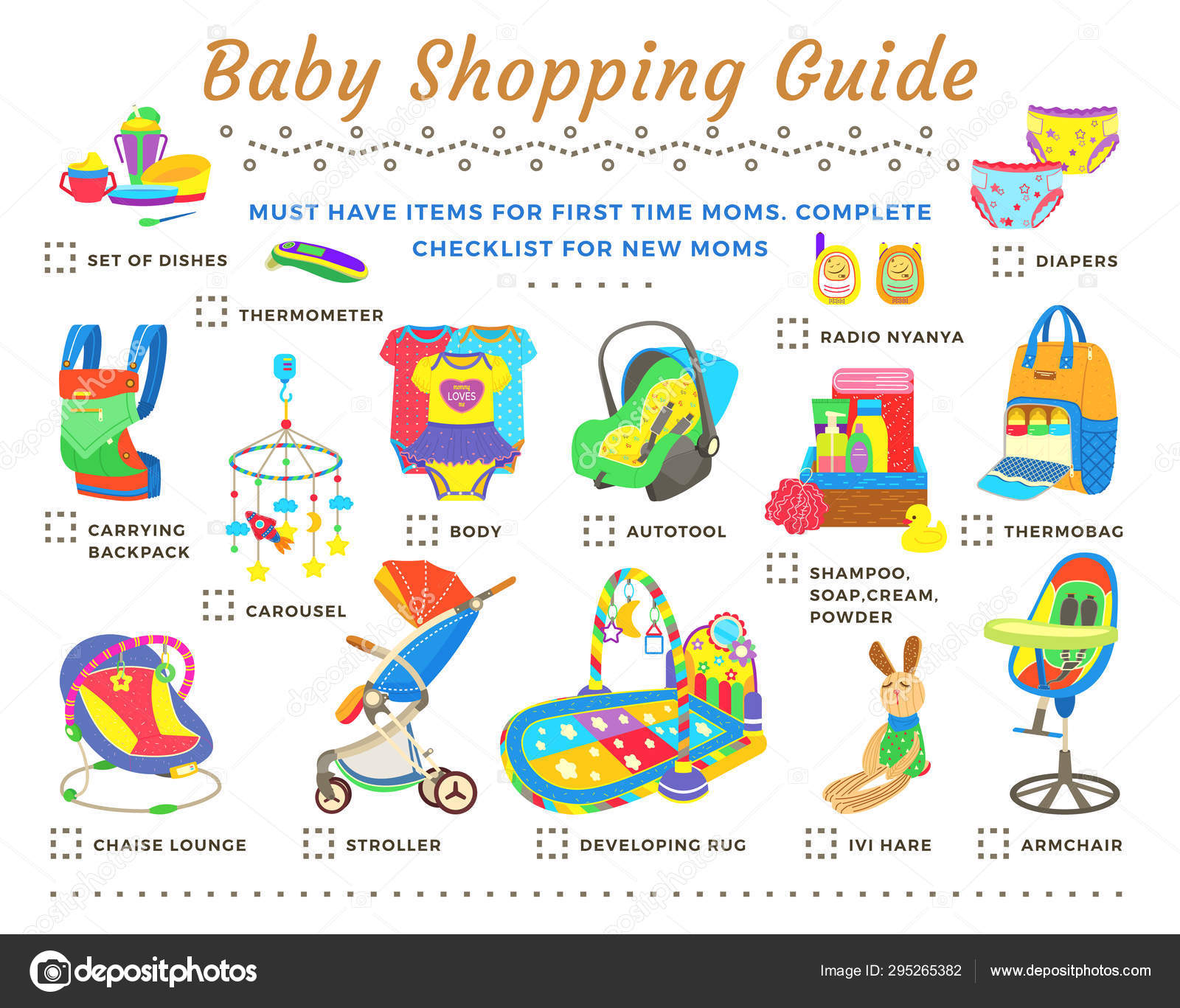 Baby Shopping Guide Checklist Vector Illustration Stock Vector by ...