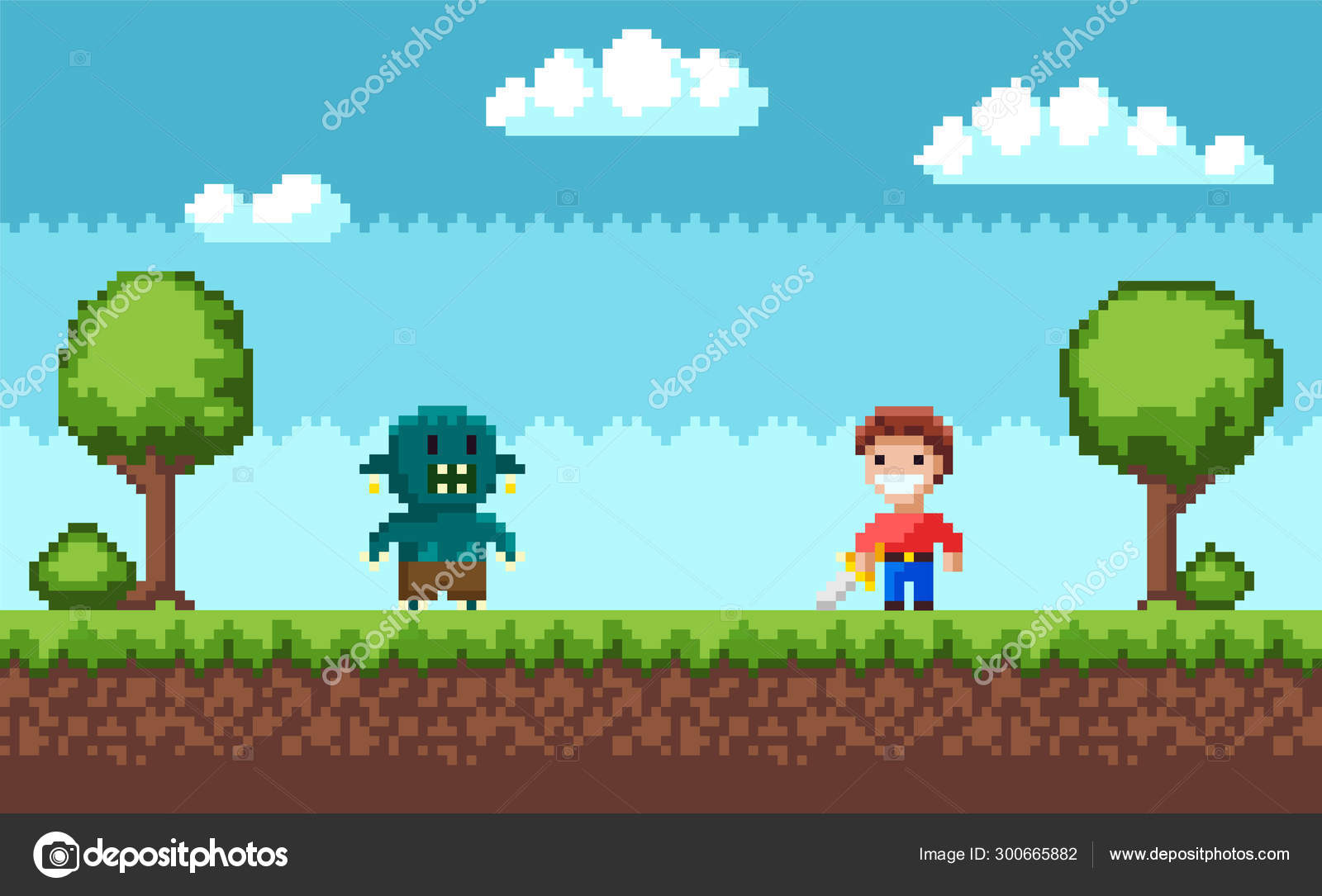 Duel of Monster and Knight with Galive Vector Stock Vector Image by ...