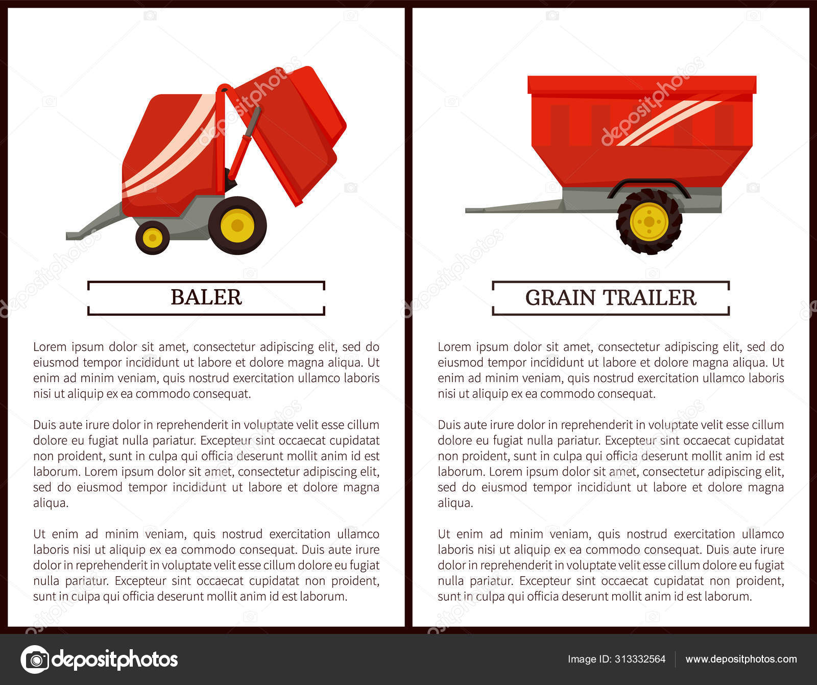 Grain Trailer and Baler Set Vector Illustration Stock Vector by ...
