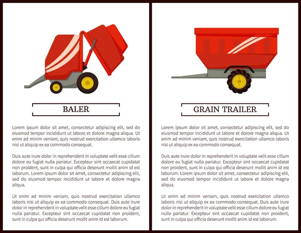 Bale Stacker and Grain Trailer Vector Illustration Stock Vector by ...