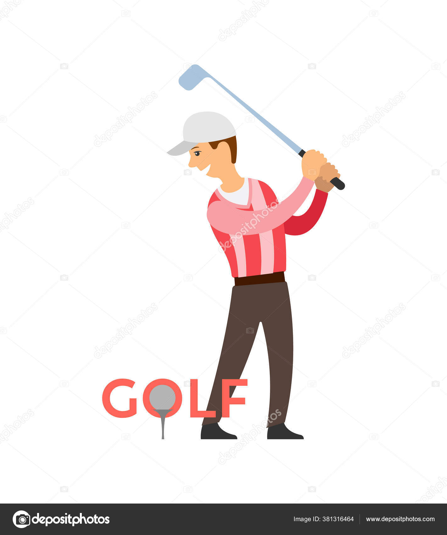 Golf Player, Man with Stick Playing Game Poster Stock Illustration by ...
