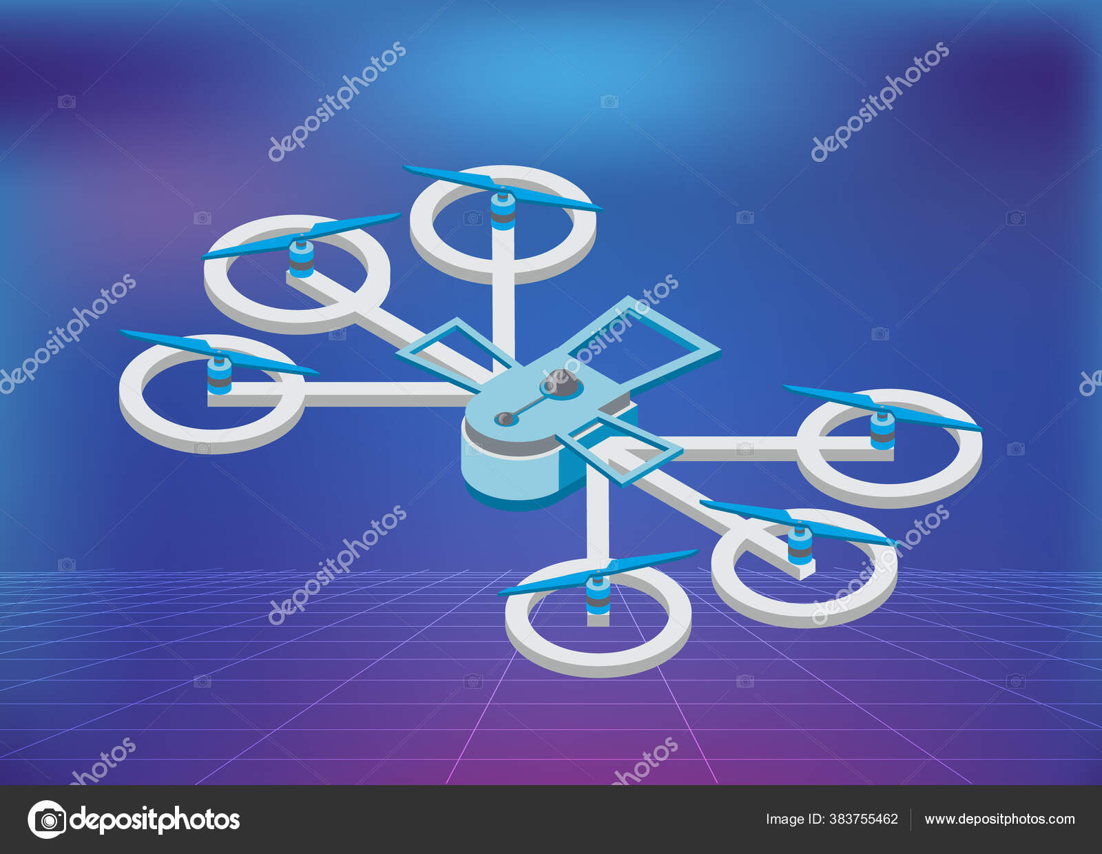 Multicopter in Sky, Flying Drone, Gadget Vector Stock Vector by ...